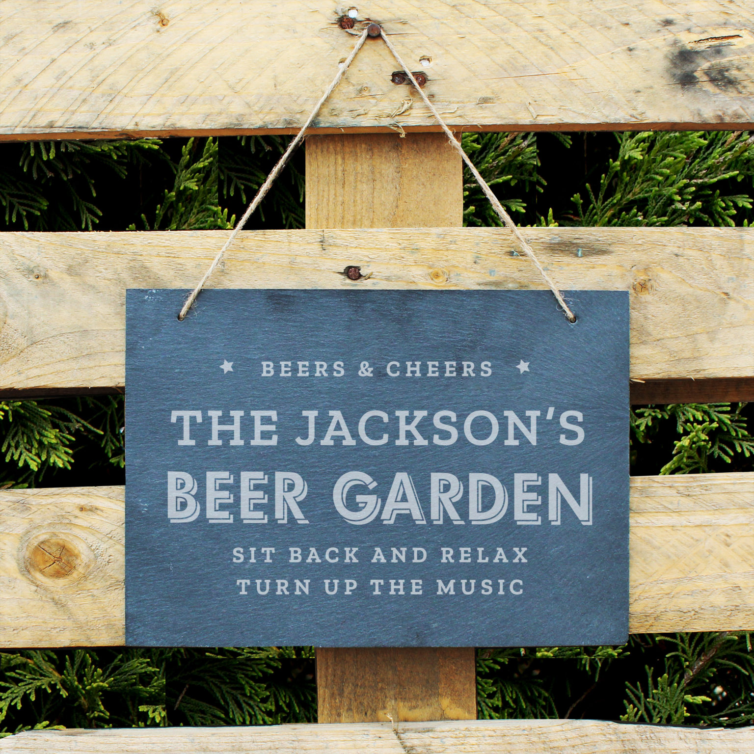 Personalised Beer Garden Hanging Large Slate Sign | Outdoor Gift